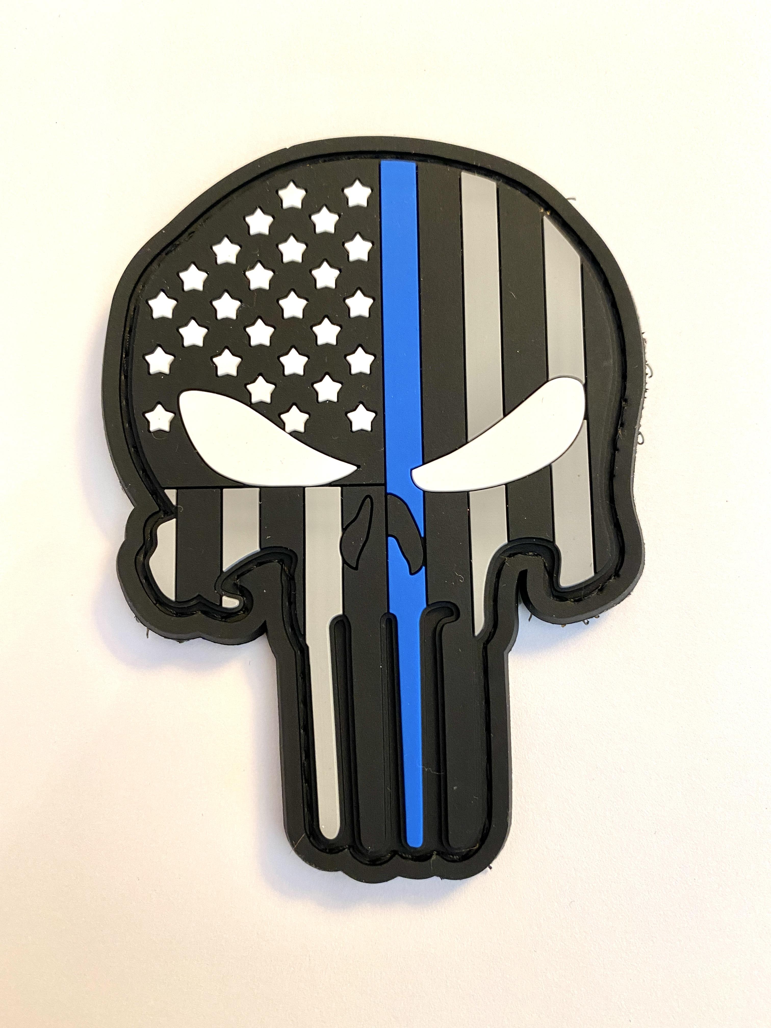 Thin Blue Line Skull – Cornhole Patch Dude