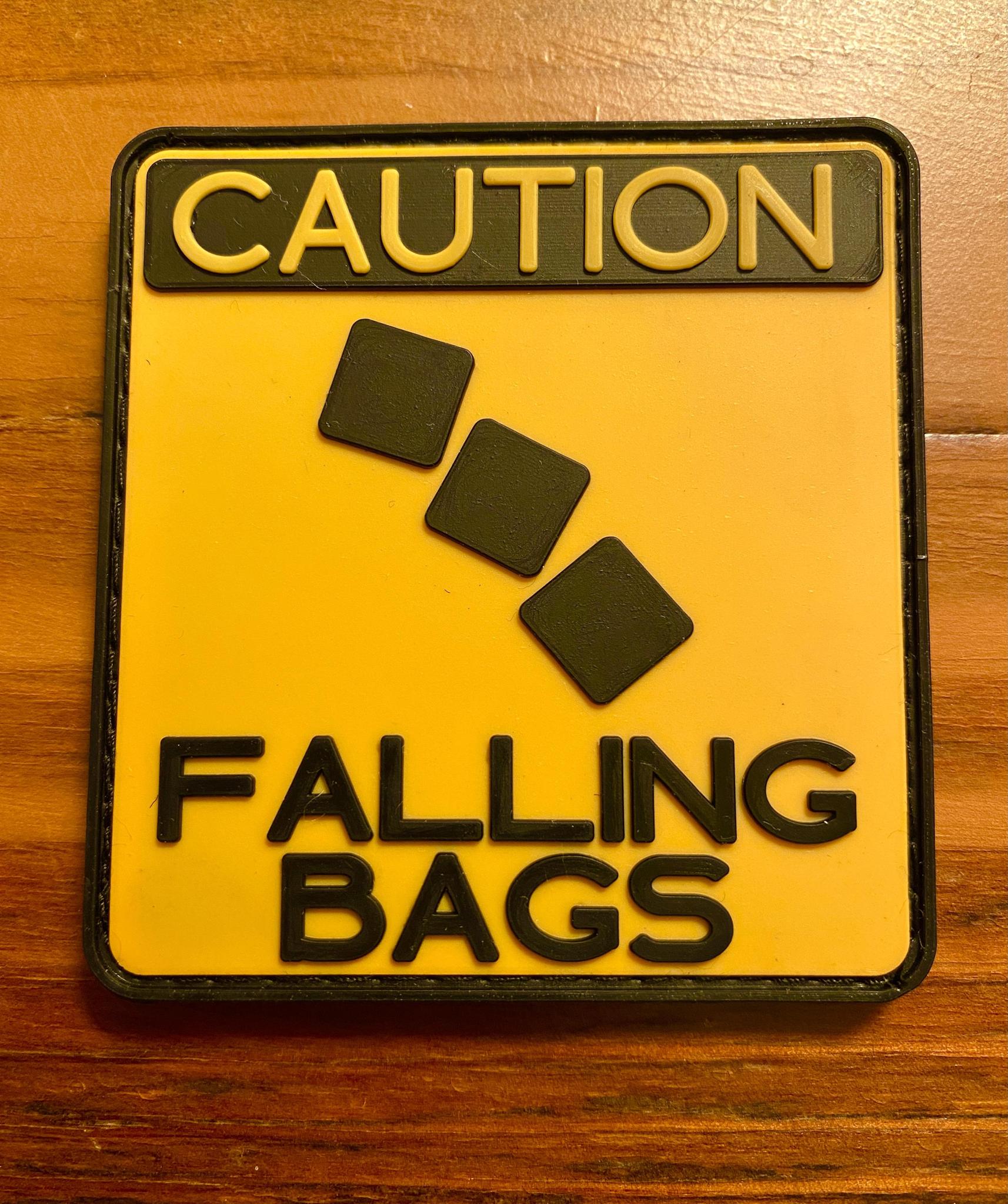 Caution Falling Bags – Cornhole Patch Dude